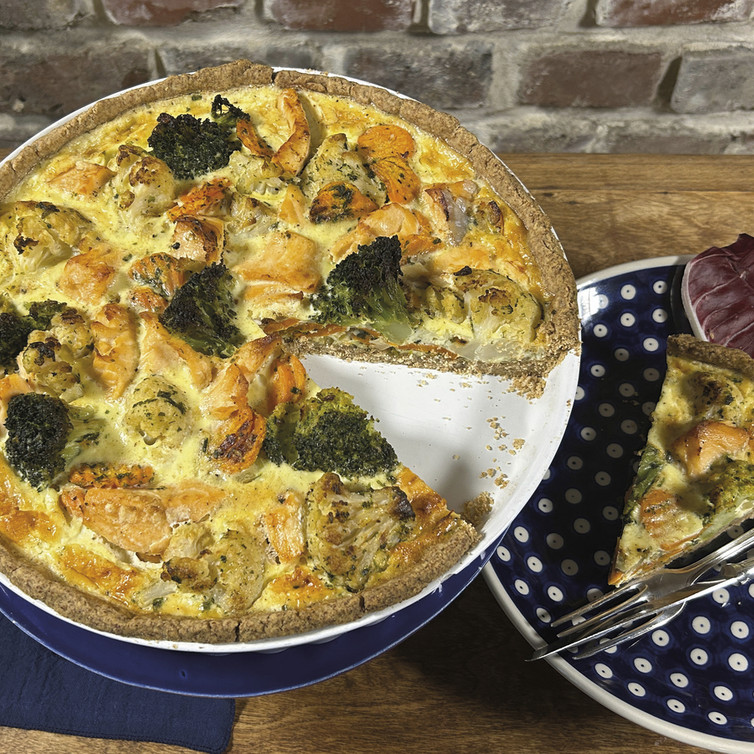 Tarte mit Bio-Lachs und Bio Gemüse-Trio